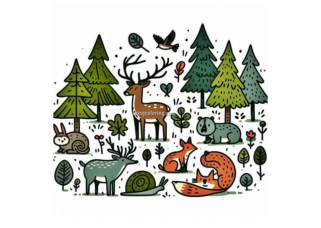 Forest Animal Coloring Pages for Kids - Bringcoloring