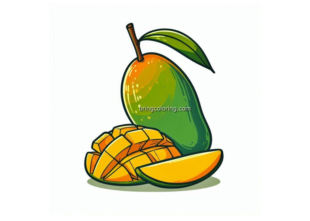 Sweet and Fresh Fruit Mango Coloring Pages for Kids - Bringcoloring